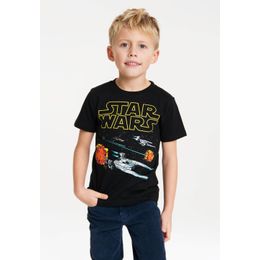 logoshirt Mädchen T-Shirt "Star Wars - Star Fighter", schwarz, Gr. 92, bedruckt, 100% Baumwolle, Shirts, mit coolem Star Wars-Motiv