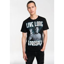 logoshirt Damen T-Shirt "Spock &ndash; Star Trek &ndash; Live Long & Prosper", schwarz, Gr. XS, bedruckt, 100% Baumwolle, Shirts, mit coolem Frontprint