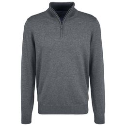 Fynch-Hatton Herren Troyer, grau, Gr. L, bestickt, unifarben, Strick, Obermaterial: 100% Baumwolle, Pullover, mit Logostickerei