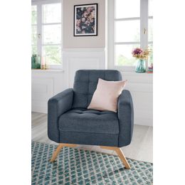 Sessel, B:81cm H:87cm T:78cm, blau, exxpo - SOFA FASHION, Webvelours (100% Polyester);Vintage (100% Polyester), Wohnzimmer, Sessel, "Fiord,