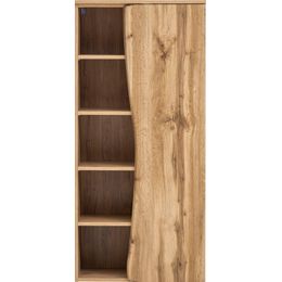 Midischrank Welltime, B:60cm H:130cm T:35cm, braun, MDF, Badezimmer, Schränke, "Stubach", Tür mit Baumkante