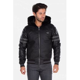 Cipo & Baxx CIPO & BAXX Herren Bikerjacke "Jacke", schwarz, Basic, Gr. S, unifarben, 75% Polyurethan, 25% Polyester, Jacken, mit dezenter Reptilienpr&auml;gung, CJ-177
