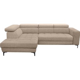 Ecksofa Alina, B:300cm H:102cm T:207cm, grau, Struktur TTA (100% Polyester), Wohnzimmer, Sofas, "Valea", mit Rückenlehnenverstellung, wahlweise mit