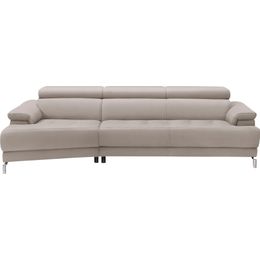 Ecksofa Egoitaliano, B:246cm H:99cm T:140cm, grau, Leder »BULL« (echtes Rindsleder). Geschliffenes, pigmentiertes und behandeltes Rindsleder mit