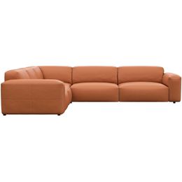 Ecksofa FLEXLUX, B:319cm H:73cm T:285cm, braun, 100% Echteder, Wohnzimmer, Sofas, "Lucera, super bequem durch hochwertigen Sitzaufbau mit