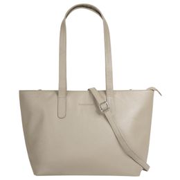 Bruno Banani Damen Shopper, beige, Leder, leicht glänzend, unifarben, Taschen, echt Leder