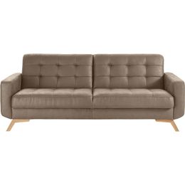 3-Sitzer, B:222cm H:87cm T:89cm, braun, exxpo - SOFA FASHION, Vintage (100% Polyester);Webvelours (100% Polyester), Sofas, "Fiord, aktuelles Design,