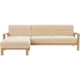 Sit & More Ecksofa SIT & MORE, B:264cm H:88cm T:183cm, braun, 100% Polyester, Wohnzimmer, Sofas, "Billund L-Form", Armlehnen aus eichefarbigem Buchenholz,