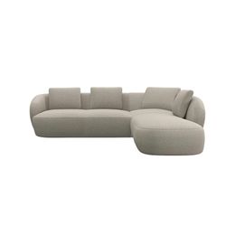 Ecksofa FLEXLUX, B:265cm H:85cm T:237cm, beige, 100% Polyester, Wohnzimmer, Sofas, "Torino, rund, L-Form, Sofa-Ecke mit Ottomane", Modernes,