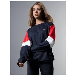 TRIGEMA Damen Sweatshirt "TRIGEMA Sweatshirt mit kontrastfarbigen Elementen", blau, Gr. 4XL, 70% Baumwolle, 30% Polyester, Sweatshirts