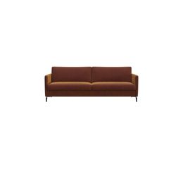 3-Sitzer FLEXLUX, B:214cm H:85cm T:92cm, braun, 100% Polyester, Sofas, "Fiore, super Sitzkomfort durch Kaltschaum im Sitz", schmale Armlehnen, Füße