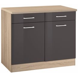 Unterschrank KOCHSTATION, B:100cm H:85cm T:60cm, grau, Küche, Schränke, "KS-Haiti"