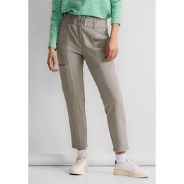 Street One Damen Paperbag-Hose, grau, Gr. 40, unifarben, Web, 45% Viskose, 43% Polyamid, 12% Elasthan, Hosen, in Unifarbe