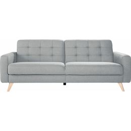 3-Sitzer, B:222cm H:87cm T:78cm, grau, exxpo - SOFA FASHION, Struktur ( 100% Polyester), Sofas, "Nappa, kompakt und komfortabel, bequem, zeitloses