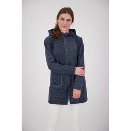 DEPROC Active Damen Strickmantel "KENNEWICK II LONG", blau, Gr. 38, 100% Polyester, Mäntel, außergewöhnlicher Feinstrickmantel mit Kontrastdetails