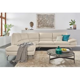 Ecksofa Calia italia, B:297cm H:87cm T:97cm, grau, Leder BULL - 100% Leder;Leder SORRRENTO - 100% Leder, Wohnzimmer, Sofas, "Dave, italienisches