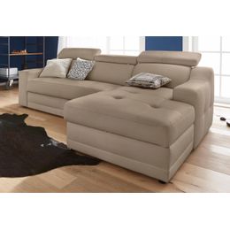 Ecksofa, B:242cm H:92cm T:98cm, braun, exxpo - SOFA FASHION, NaturLEDER (echtes Rindsleder) in Sitz und Rücken. Korpus in passendem Kunstleder