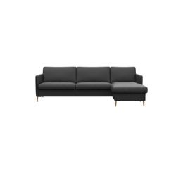 Ecksofa FLEXLUX, B:247cm H:85cm T:92cm, schwarz, 100% Echteder, Wohnzimmer, Sofas, "Fiore, super Sitzkomfort durch Kaltschaum im Sitz, L-Form",