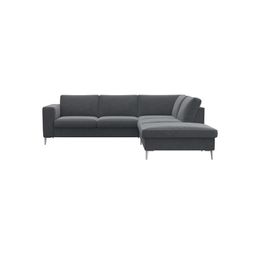 Ecksofa FLEXLUX, B:241cm H:85cm T:225cm, grau, 100% Polyester, Wohnzimmer, Sofas, "Fiore, L-Form", breite Armlehnen, Füße alufarben, B/T 241/225 cm,
