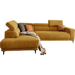 Ecksofa Alina, B:276cm H:102cm T:210cm, gelb, Cord GCT (92% Polyester, 8% Nylon), Wohnzimmer, Sofas, "Hikari", wahlweise mit Sitzvorzug, in modernem