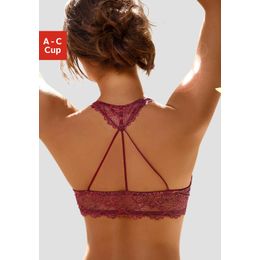 Lascana Damen Push-up-BH, Gr. 75, rot, Spitze, Obermaterial: 60% Polyamid, 35% Polyester, 5% Elasthan, BHs, mit dekorativem Spitzenrücken im