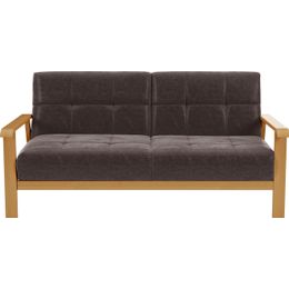Sit & More 2,5-Sitzer SIT & MORE, B:169cm H:88cm T:106cm, braun, 100% Polyester, Sofas, "Billund", Armlehnen aus eichefarbigem Buchenholz, verschiedene Bez&uuml;ge