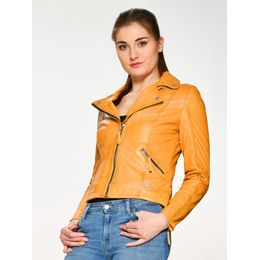 Mustang Damen Lederjacke "31019198", gelb, Gr. XL, Obermaterial: 100% Lammleder; Innenfutter: 100% Baumwolle; F&uuml;tterung: 90% Baumwolle, 10%