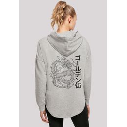 F4NT4STIC Damen Kapuzenpullover "Drache Golden Gai", grau, Gr. XS, Obermaterial: 100% Baumwolle, Pullover, Print