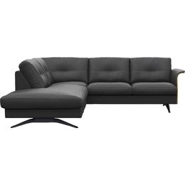 Ecksofa FLEXLUX, B:236cm H:81cm T:224cm, schwarz, 100% Echteder, Wohnzimmer, Sofas, "Glow, super bequem durch hochwertigem Sitzaufbau mit Federkern,