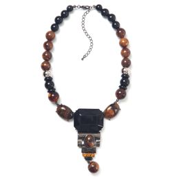 Damen Kreuzkette "Tobia", braun, Basic, Collezione Alessandro, PTFE-Kunststoff, Halsketten, mit drei Glassteinen