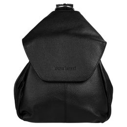 Bruno Banani Damen Cityrucksack, schwarz, Leder, Rindsleder, Rucksäcke, echt Leder