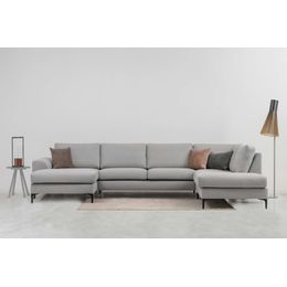 Wohnlandschaft Inosign, B:363cm H:84cm T:235cm, beige, 100% PES, Sofas, "Henry", mit Metallbeinen, in modernem Design