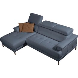 Ecksofa Egoitaliano, B:250cm H:99cm T:166cm, grau, Leder »BULL« (echtes Rindsleder). Geschliffenes, pigmentiertes und behandeltes Rindsleder mit