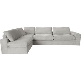 Ecksofa Alina, B:276cm T:226cm, grau, Cord GCT (92% Polyester, 8% Nylon), Wohnzimmer, Sofas, "Sandy", mit losen Sitz und Rückenkissen, in modernem