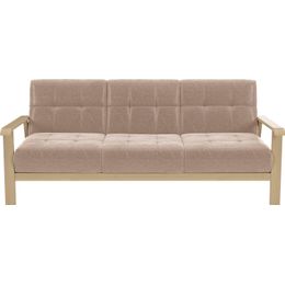 Sit & More 3-Sitzer SIT & MORE, B:199cm H:88cm T:106cm, beige, 100% Polyester, Sofas, "Billund", Armlehnen aus Buchenholz in natur, verschiedene Bez&uuml;ge und