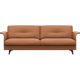 3-Sitzer FLEXLUX, B:224cm H:81cm T:91cm, braun, 100% Echteder, Sofas, "Glow Designsofa, bequem und komfortabel durch hochwertigen Sitzaufbau",