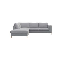 Ecksofa FLEXLUX, B:241cm H:85cm T:225cm, grau, 100% Polyester, Wohnzimmer, Sofas, "Fiore, L-Form", breite Armlehnen, Füße Alu/Eiche, B/T 241/225 cm,