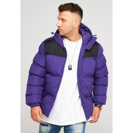 behype Herren Steppjacke "BHROLLIN-PANEL", lila, Gr. M, unifarben, 100% Polyester, Jacken, mit Kapuze