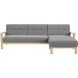Sit & More Ecksofa SIT & MORE, B:264cm H:88cm T:183cm, grau, 100% Polyester, Wohnzimmer, Sofas, "Billund L-Form", Armlehnen aus Buchenholz in natur,