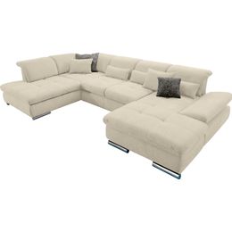Wohnlandschaft, B:365cm H:80cm T:225cm, beige, SET ONE BY Musterring, Sofas, "SO 4100 komfortable Federkernunterfederung, inkl. Kopfteilverstellung",