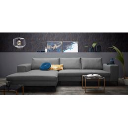 Ecksofa Inosign, B:324cm H:83cm T:170cm, silber, 100% Polyester, Wohnzimmer, Sofas, "Aurora, L-Form, mit extra breiter Recamiere, 324 x 170 cm
