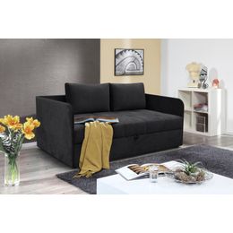 Schlafsofa Alina, B:209cm H:73cm T:95cm, schwarz, Struktur fein XBO (100% Polyester), Kinderzimmer, Sofas, "Marla", inkl. Stauraum und 2 Rückenkissen