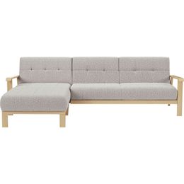 Sit & More Ecksofa SIT & MORE, B:264cm H:88cm T:183cm, beige, 100% Polyester, Wohnzimmer, Sofas, "Billund L-Form", Armlehnen aus Buchenholz in natur,
