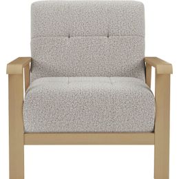 Sit & More Sessel SIT & MORE, B:78cm H:88cm T:106cm, beige, 100% Polyester, Sessel, "Billund", Armlehnen aus Buchenholz in natur, verschiedene Bezüge und Farben