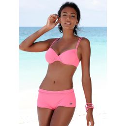 Buffalo Damen Bikini-Hotpants "Happy", rosa, Gr. 36, unifarben, Microfaser, Microfaser, Polyamid, Badehosen, mit geflochtenem Ziergürtel
