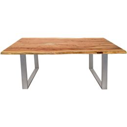 Esstisch Sit, B:120cm, beige, Küche, Tische, "Tops&Tables", mit Tischplatte aus Wildeiche, mit Baumkante wie gewachsen, Vintage