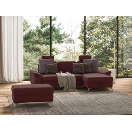 Sit & More Ecksofa SIT & MORE, B:277cm H:89cm T:170cm, rot, Wohnzimmer, Sofas, "Padua L-Form", inklusive Sitztiefenverstellung, Armteilfunktion und Federkern