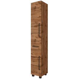 Seitenschrank Welltime, B:30cm H:180cm T:35cm, braun, Holzwerkstoff, MDF, Schlafzimmer, Schränke, "Luena", Breite 30 cm, mit Metall-Auszug und