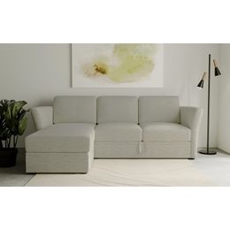 Ecksofa Home Affaire, B:242cm H:90cm T:155cm, beige, 53% strukturiertes Polyester, 47% Polyester, Wohnzimmer, Sofas, "Lavars, L-Form, Schlafsofa",