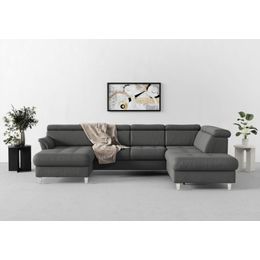 Sit & More Wohnlandschaft SIT & MORE, B:304cm T:216cm, grau, 100% Polyester, Sofas, "Marano U-Form", inklusive Kopfteilverstellung, wahlweise mit Bettfunktion,